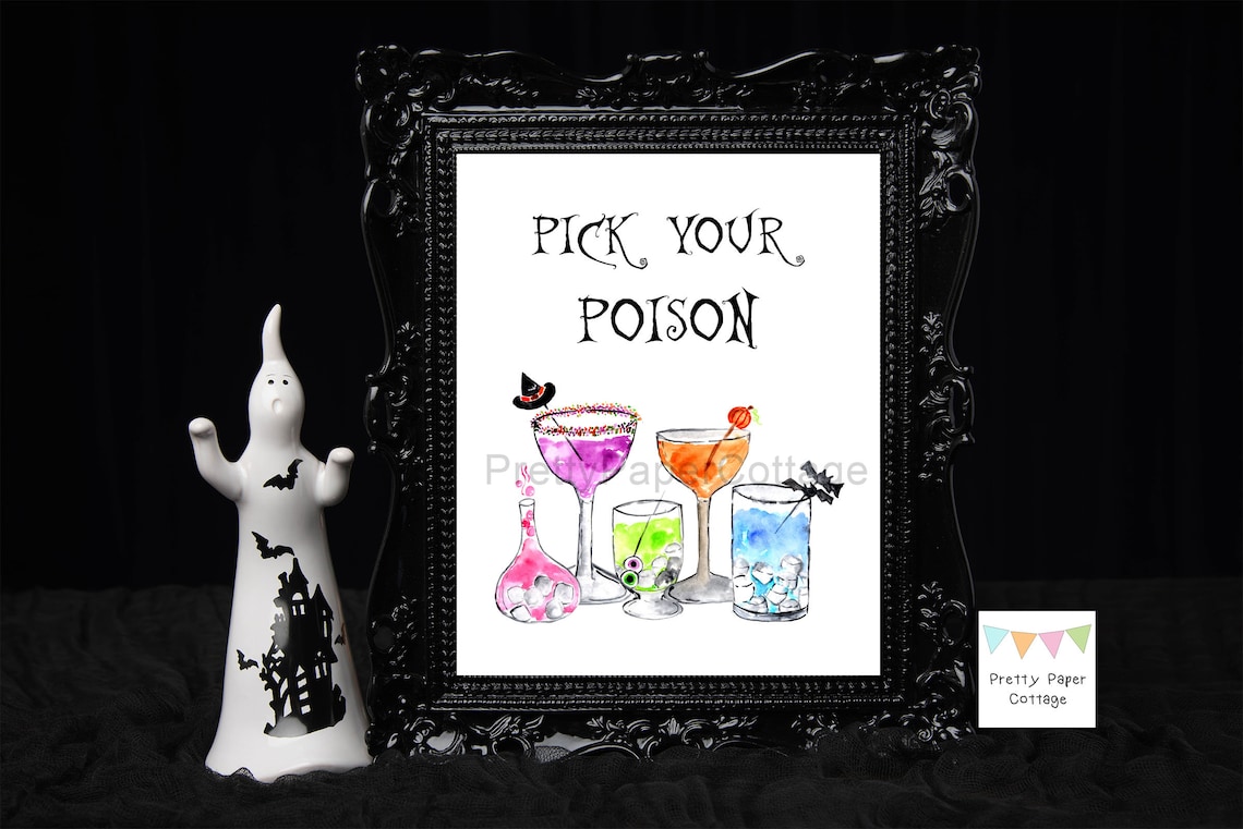 Pick Your Poison Sign Halloween Cocktails Halloween Party - Etsy
