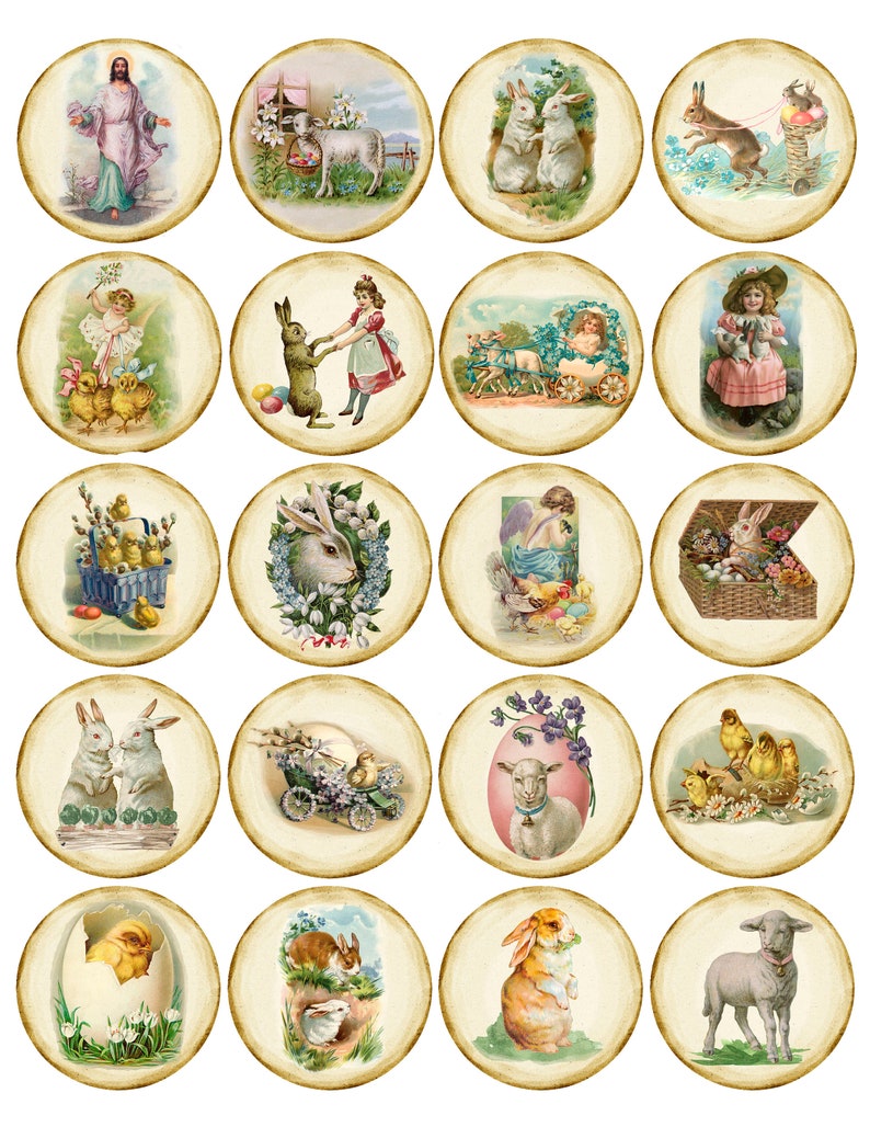 Easter Stickers Vintage Easter Images Jesus Lamb Rabbits - Etsy
