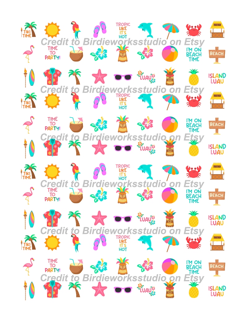 Hawaiian Luau Stickers Hershey Kiss Stickers Colorful Beach - Etsy