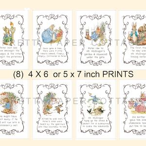 Peter Rabbit Baby Shower Prints, 8 Story Book Prints, 4x6" or 5x7 ...