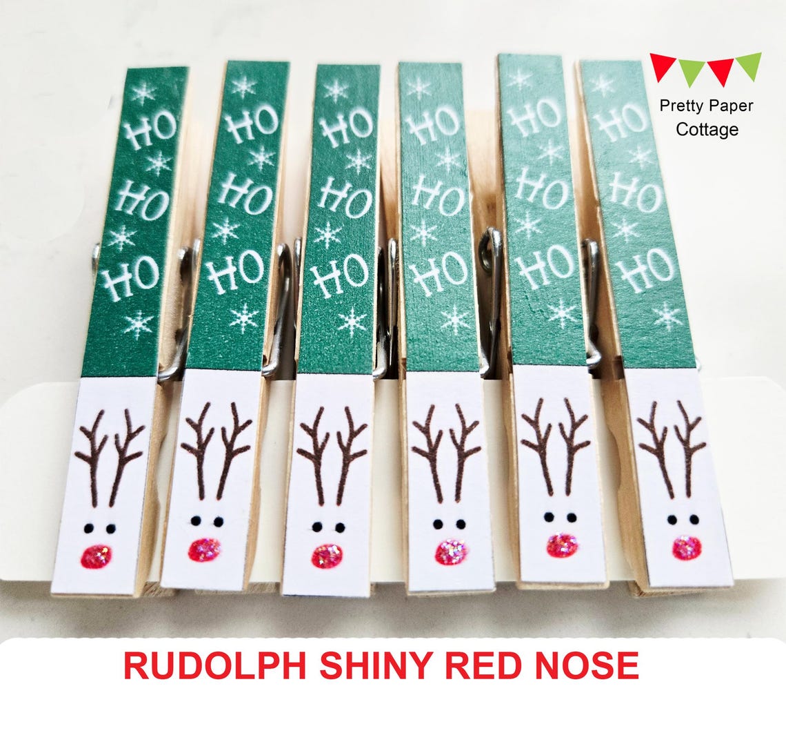 Rudolph Christmas Clothespins: Party Favors, Gift Topper, Tree Ornament ...