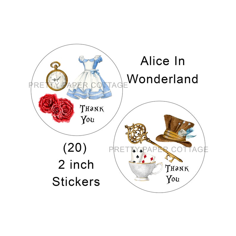 Alice in Wonderland Dress Madhatter Hat Stickers Tea Party - Etsy