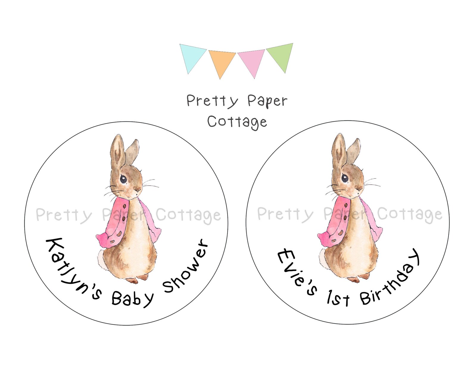 Peter Rabbit Pink Coat Stickers PERSONALIZED Girl Baby | Etsy