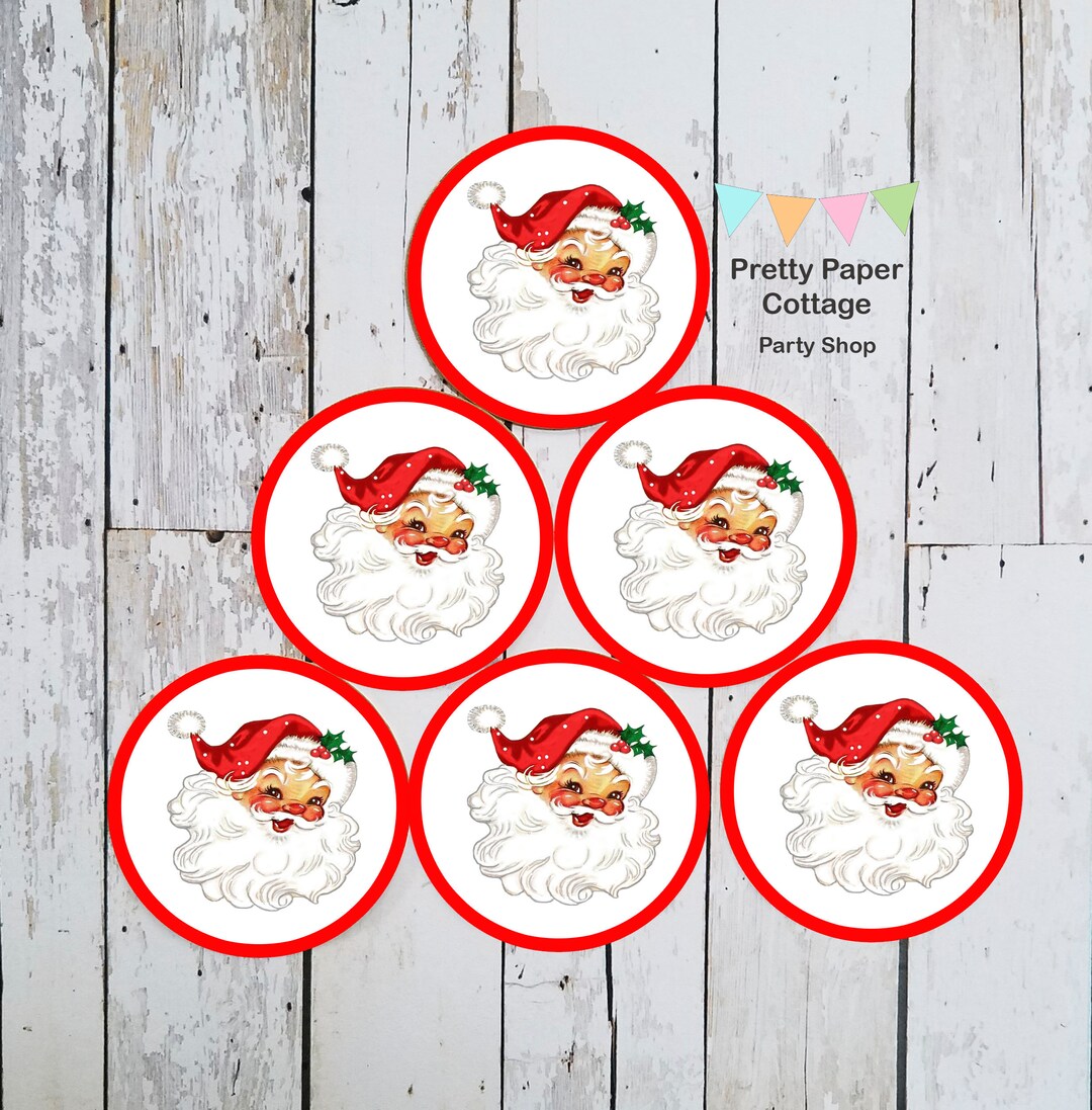Santa Claus, 6 2 Inch Rounds With Inked Edges, Use for Tags, Stickers ...