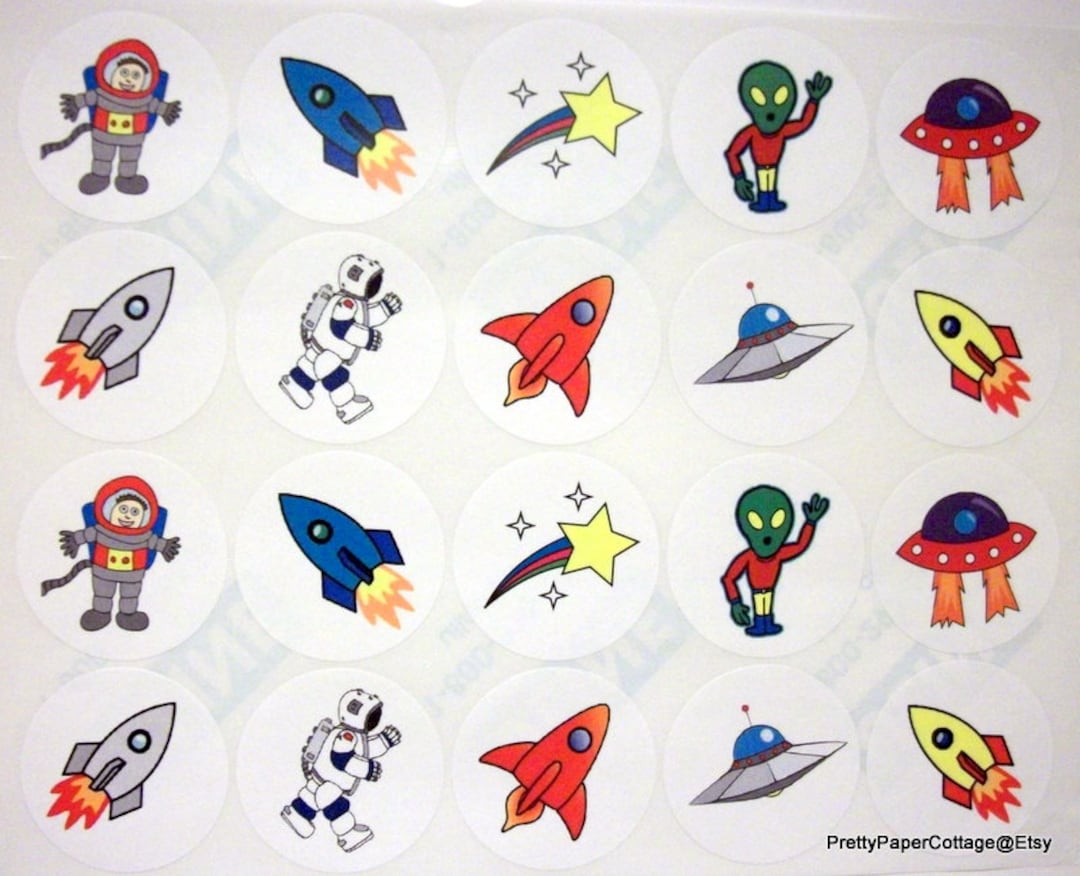 Outer Space Theme Stickers Astronaut Alien Rockets UFO - Etsy