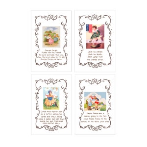 Nursery Rhyme Prints, 12 Cards, 4x6 or 5x7, Vintage Mother Goose ...