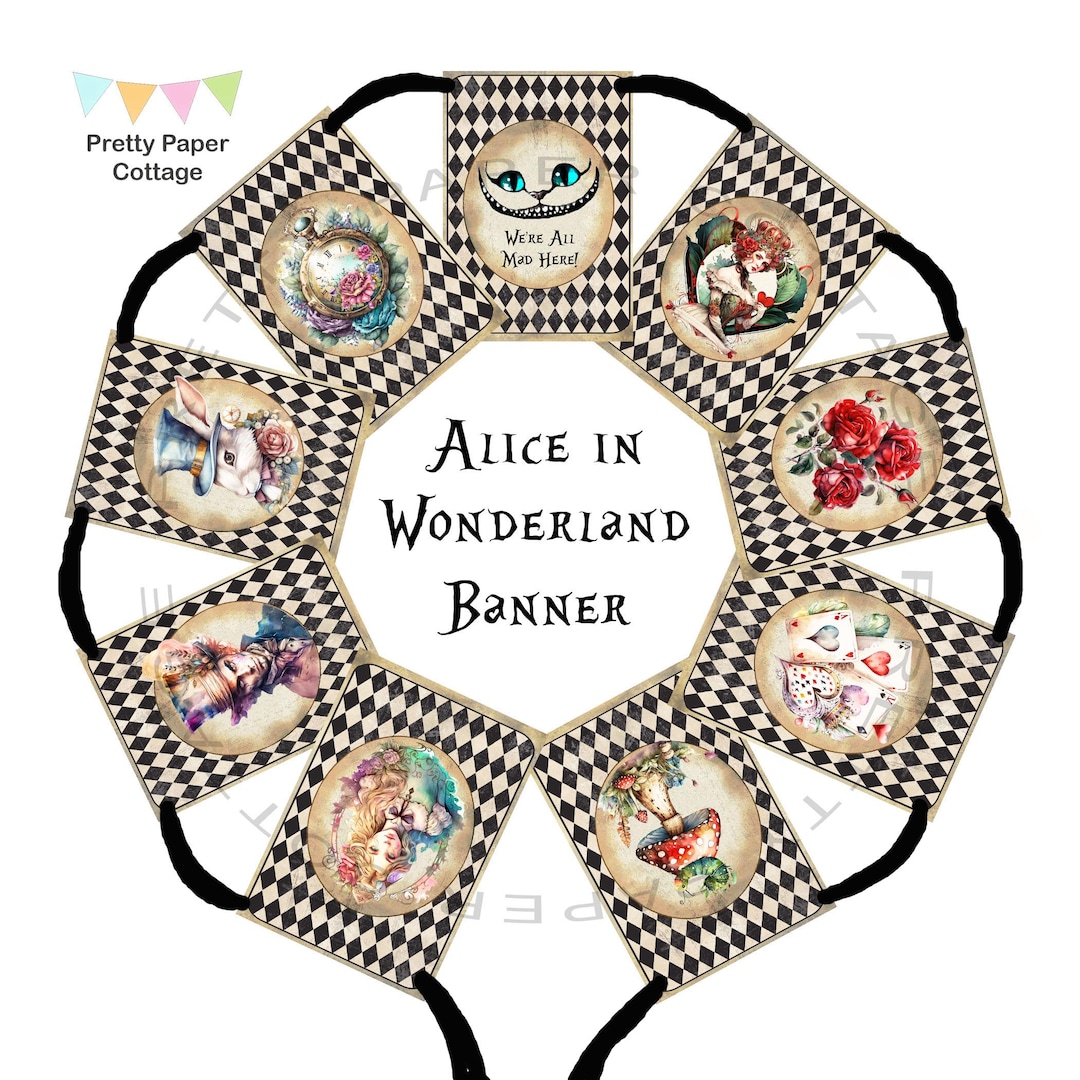 Alice in Wonderland Victorian Banner Kit: Unique Party Decor - Etsy