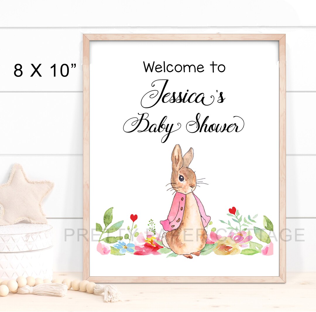 Flopsy Rabbit, Baby Girl Shower Welcome Sign, 8 X 10", Peter Rabbit ...