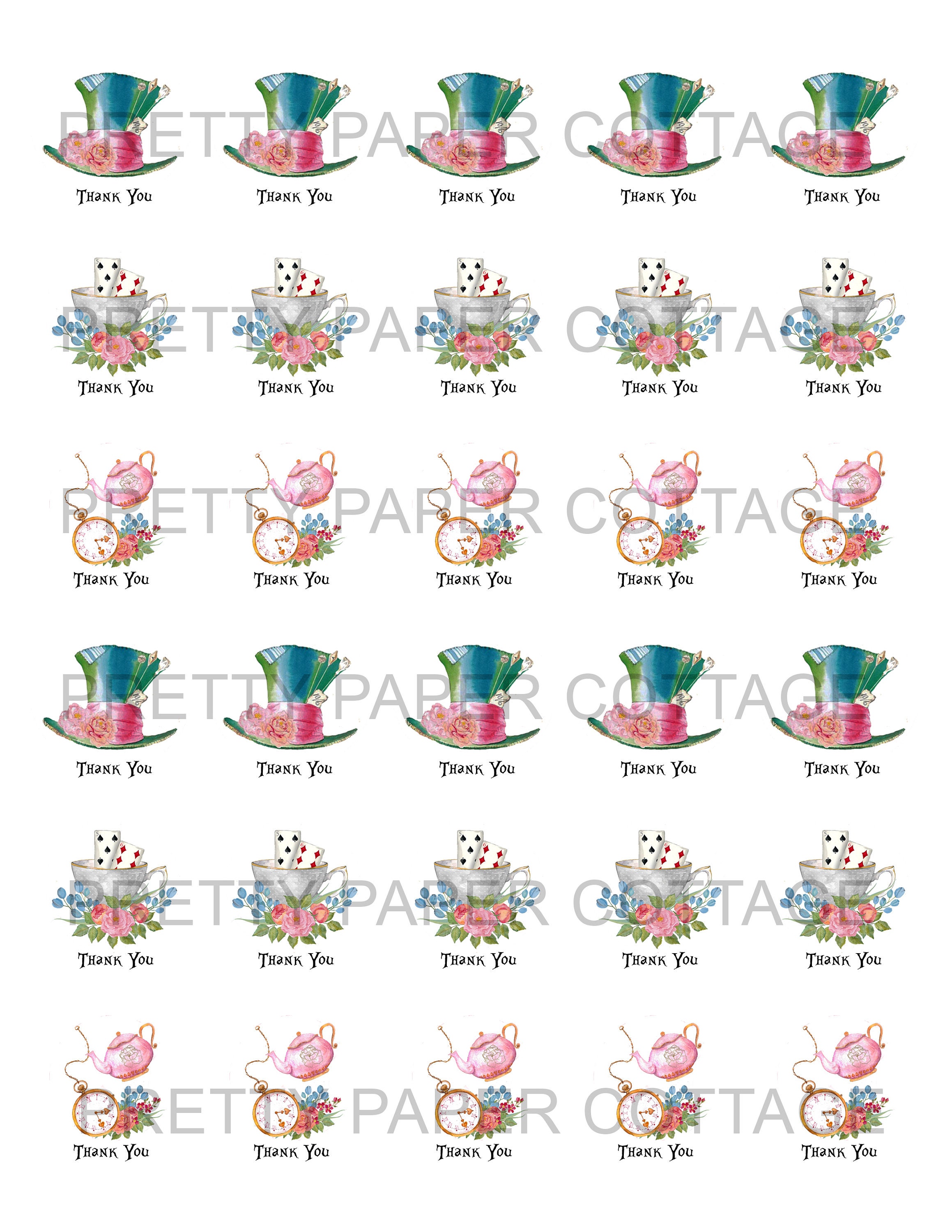 Alice in Wonderland Stickers Mad Hatter Hat Tea Party | Etsy