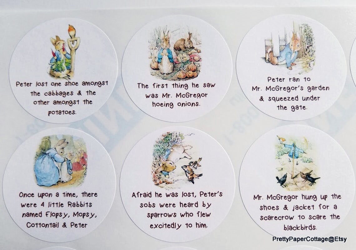 Peter Rabbit Storybook Stickers Baby Shower Birthday Party | Etsy