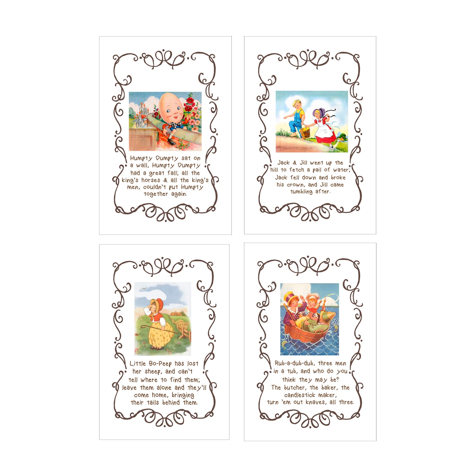 Nursery Rhyme Prints 12 Cards 4x6 or 5x7 Vintage Mother - Etsy