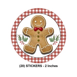 Gingerbread Man Christmas Stickers, Christmas, Party Favors, Food Gift ...