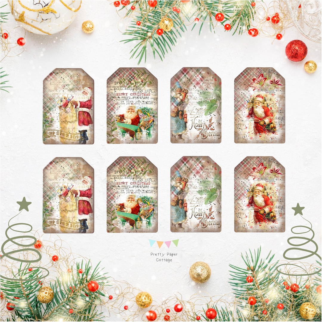 PRINTABLE, Vintage Santa Claus, Christmas, Gift Tags, Nostalgic ...