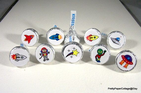 Space Theme Hershey Kiss Stickers Astronaut Alien Rockets | Etsy