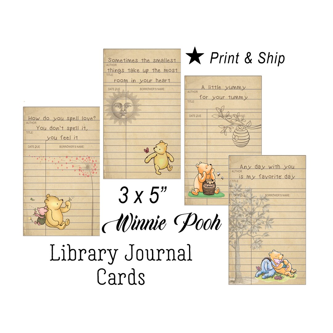 Winnie the Pooh, Library Journal Cards, Baby Shower, Unique, Party ...