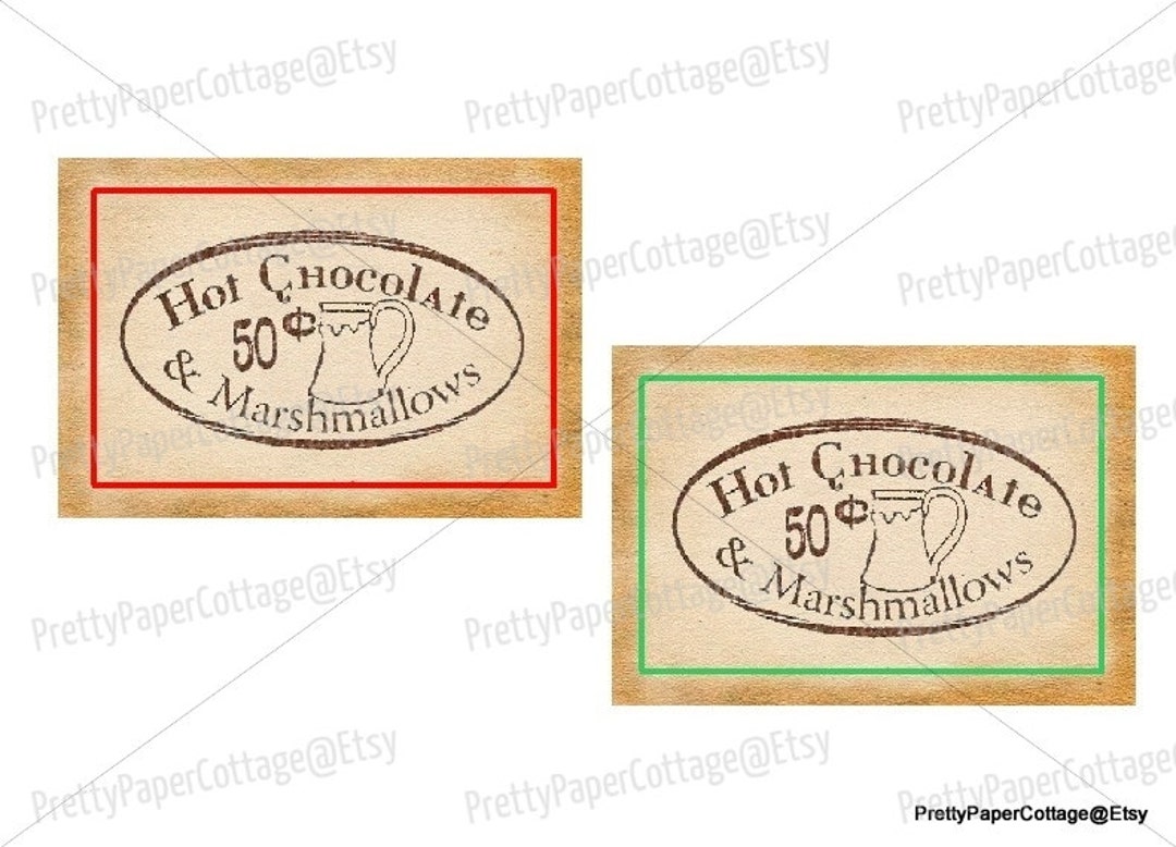 PRINTABLE, Hot Chocolate, Vintage Christmas, Label, Tag, Sticker, PDF ...
