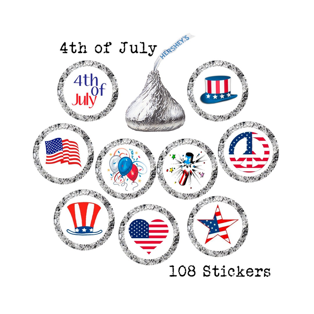 4th of July, Hershey Kiss Stickers, July 4th, Patriotic, Independent ...