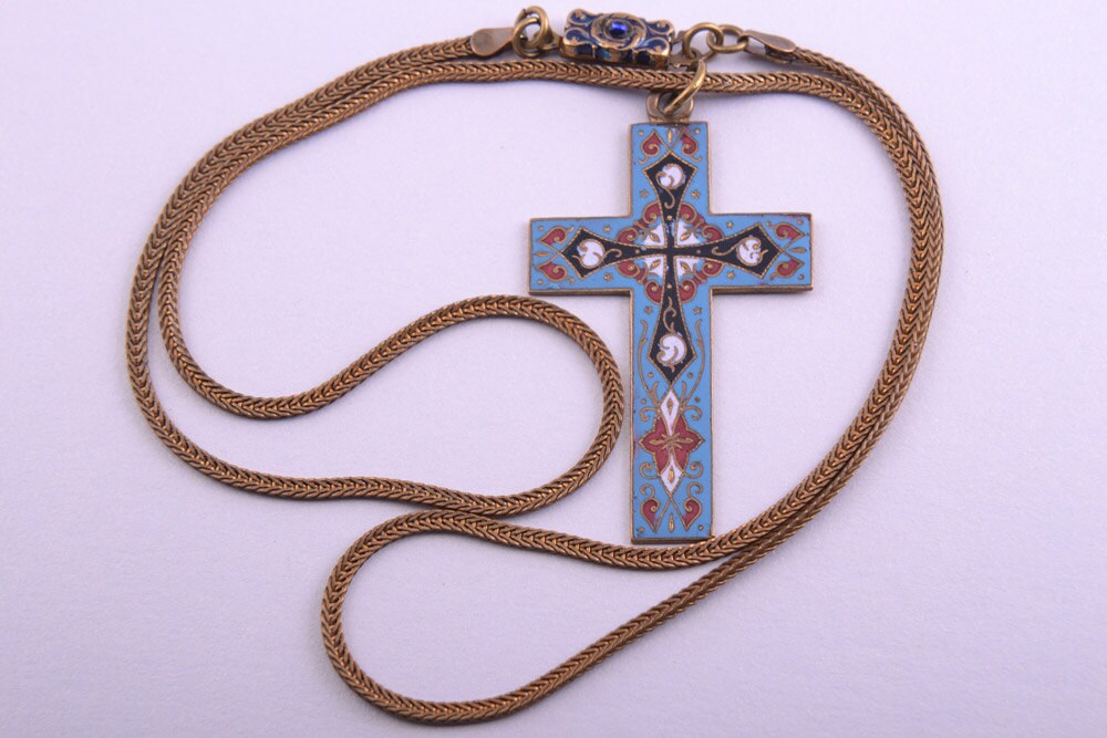Enamel Vintage Cross 881w - Etsy