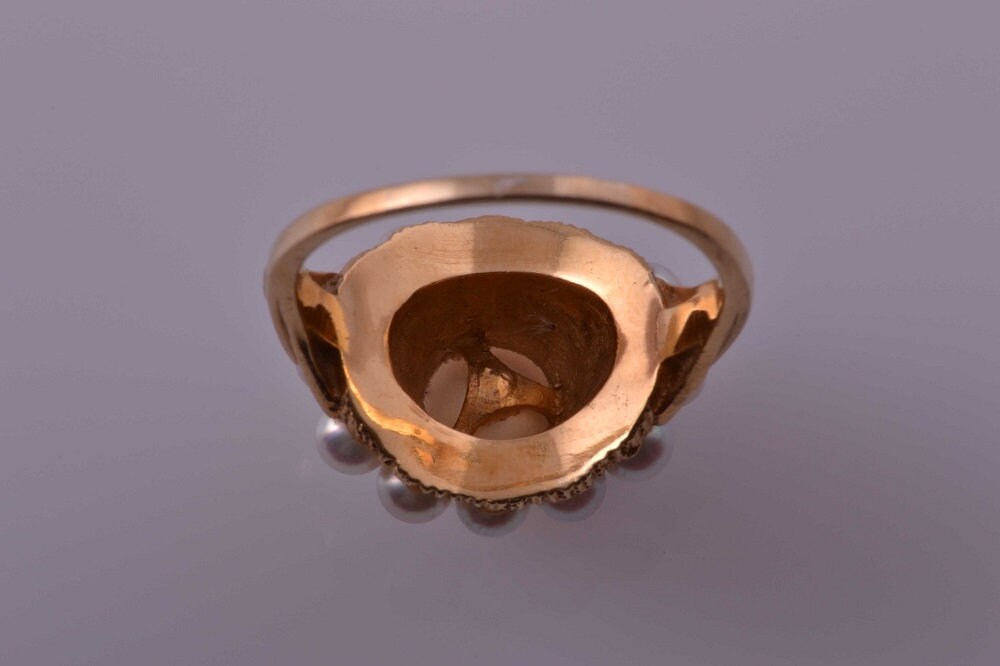 18ct Yellow Gold 1960's Retro Ring With Pearls 931q - Etsy