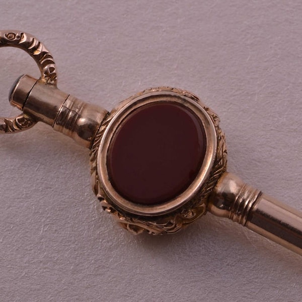 Gold Cased Victorian Watch Key With Agate and Foiled Crystal 411n - Etsy