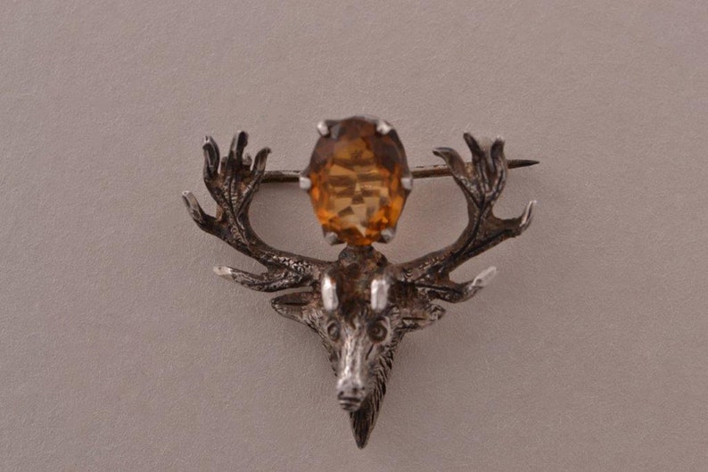 Silver Vintage Scottish Stag Brooch 637j - Etsy