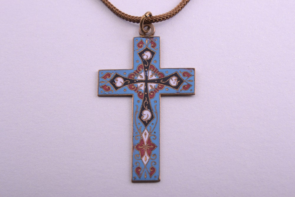 Enamel Vintage Cross 881w - Etsy