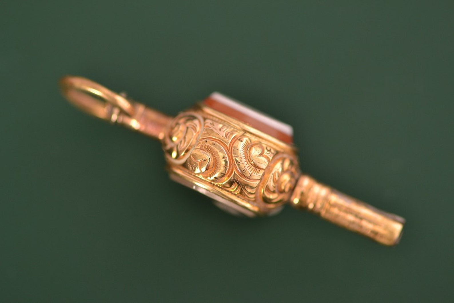 Gold Cased Victorian Watch Key With Agate and Foiled Crystal (915b) - Etsy