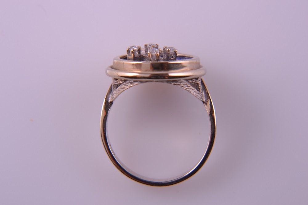 18ct Yellow Gold 1960's Retro Ring With Lapis Lazuli and Diamonds 633v ...