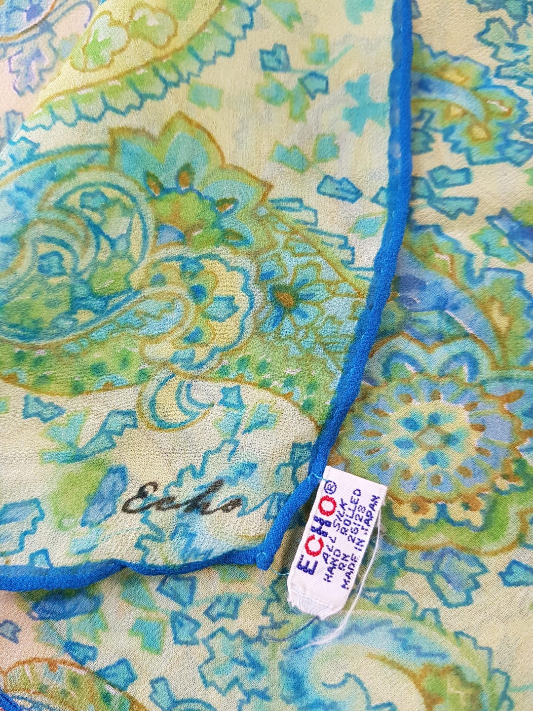 VINTAGE Echo MCM 60s Quality Silk Chiffon Scarf,skinny Scarf,sash Style ...
