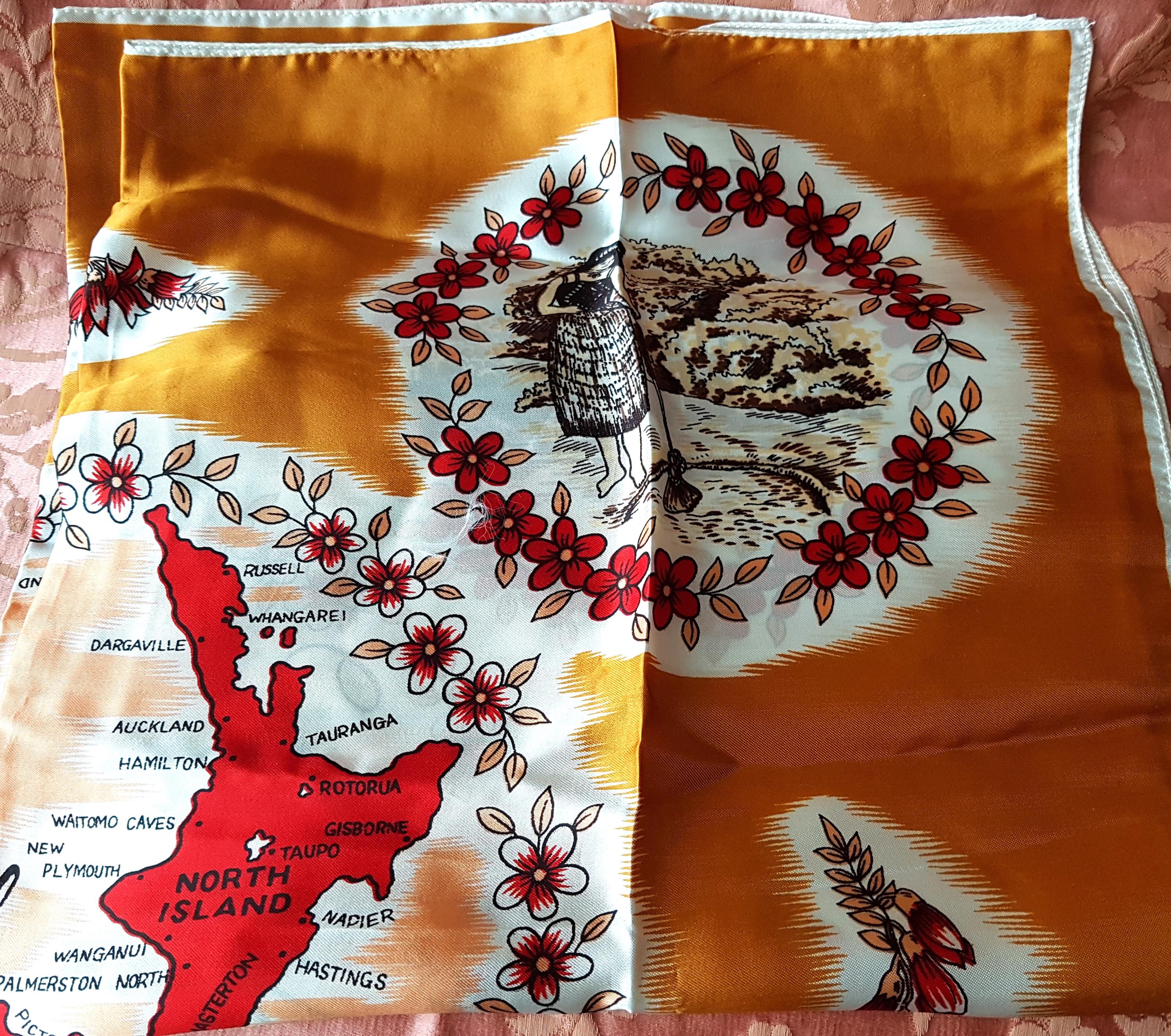 LOVELY Souvenir New Zealand Scarf,map of New Zealand,points of Interest ...