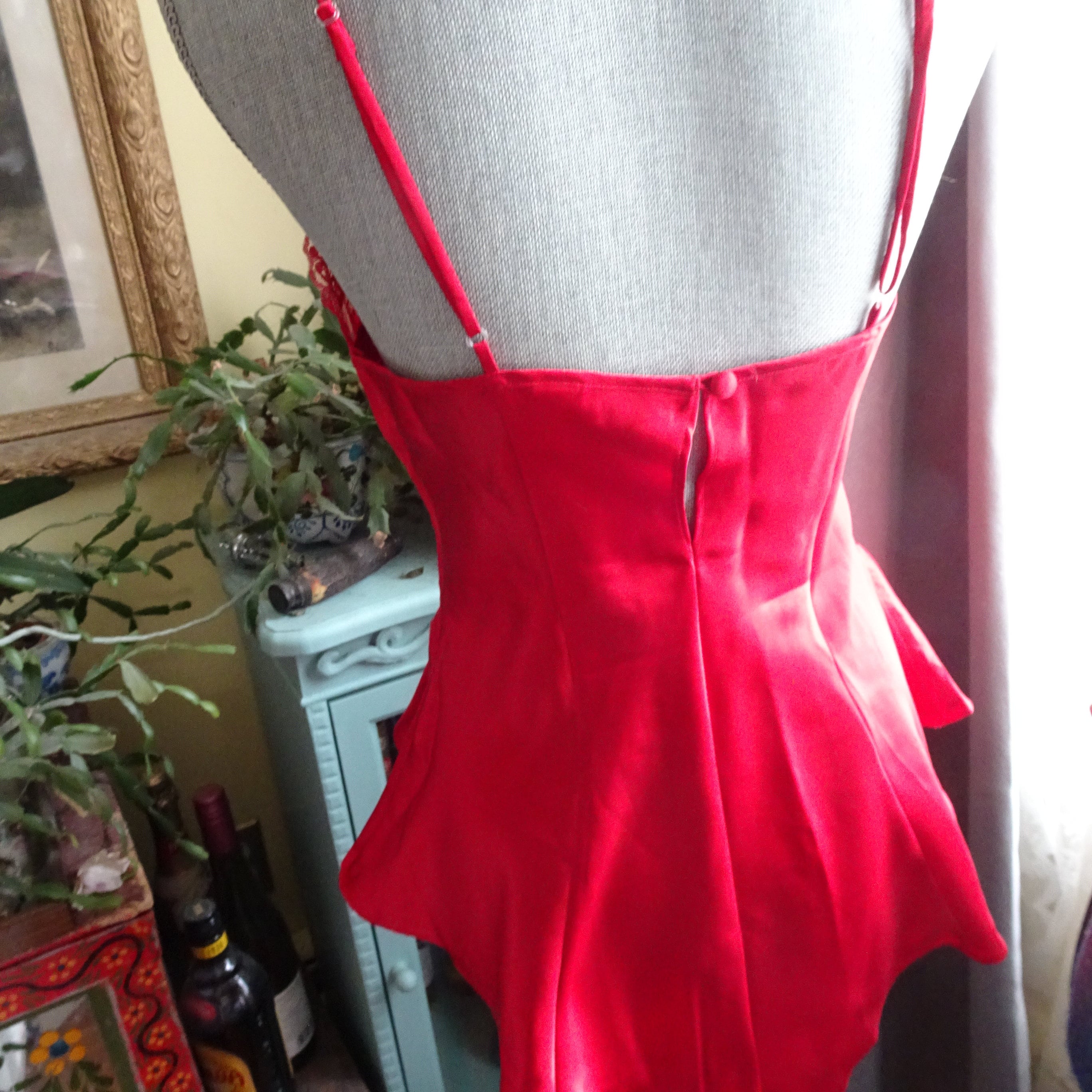 VINTAGE Pin up Style Candy Apple Red Satin Teddy, Lasenza Lingerie ...