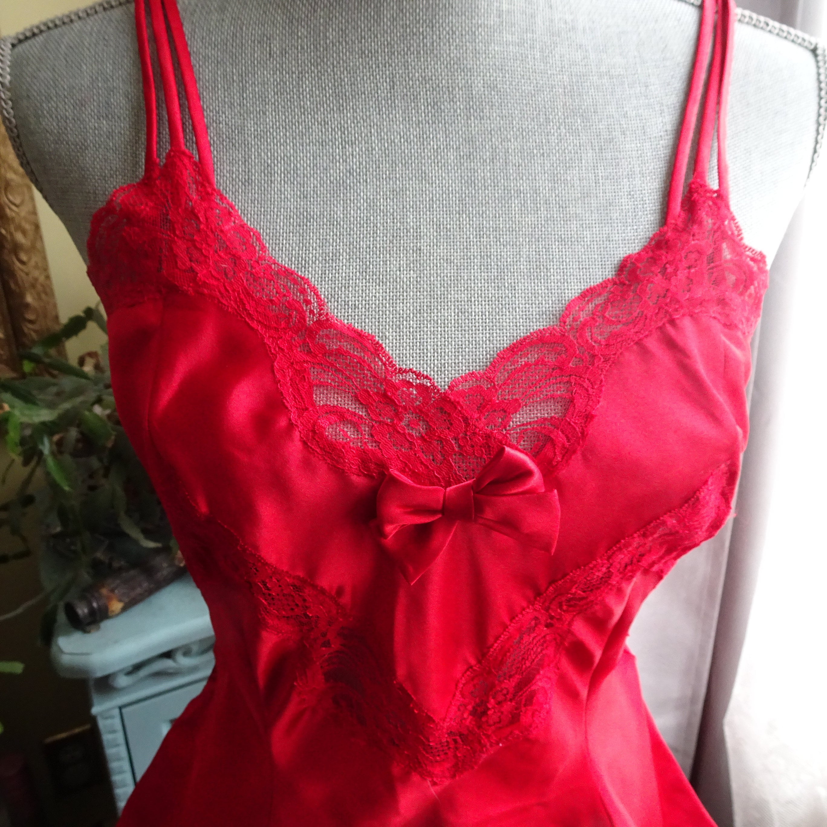 VINTAGE Pin up Style Candy Apple Red Satin Teddy, Lasenza Lingerie ...