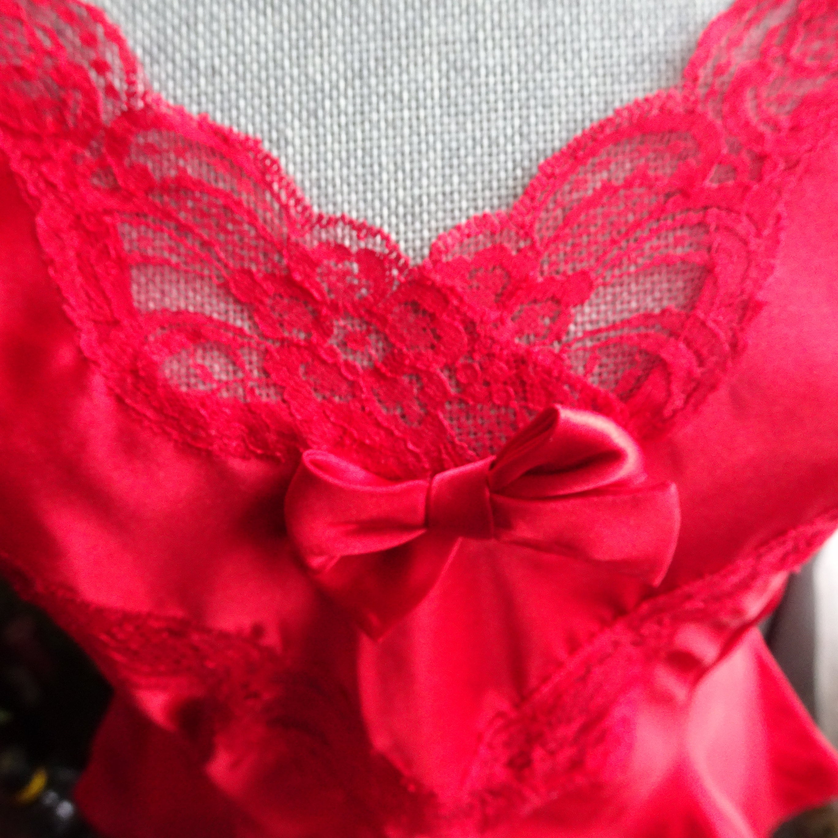 VINTAGE Pin up Style Candy Apple Red Satin Teddy, Lasenza Lingerie ...
