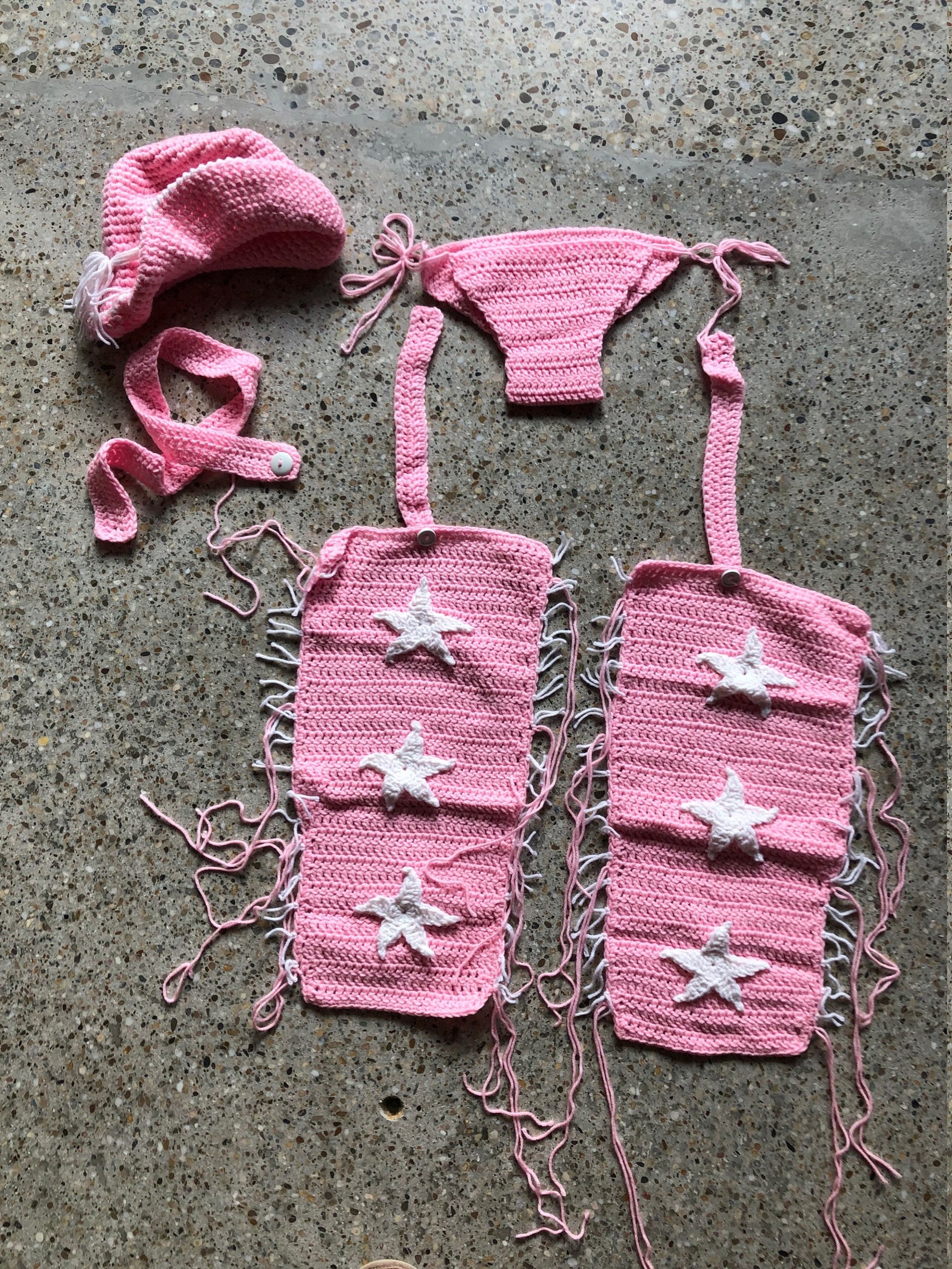 Crochet Cowgirl! Pink Crocheted Chaps, Pants and Matching Hat* - Etsy