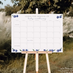 Blueberry Baby Shower Due Date Calendar, Berry Sweet, Editable ...