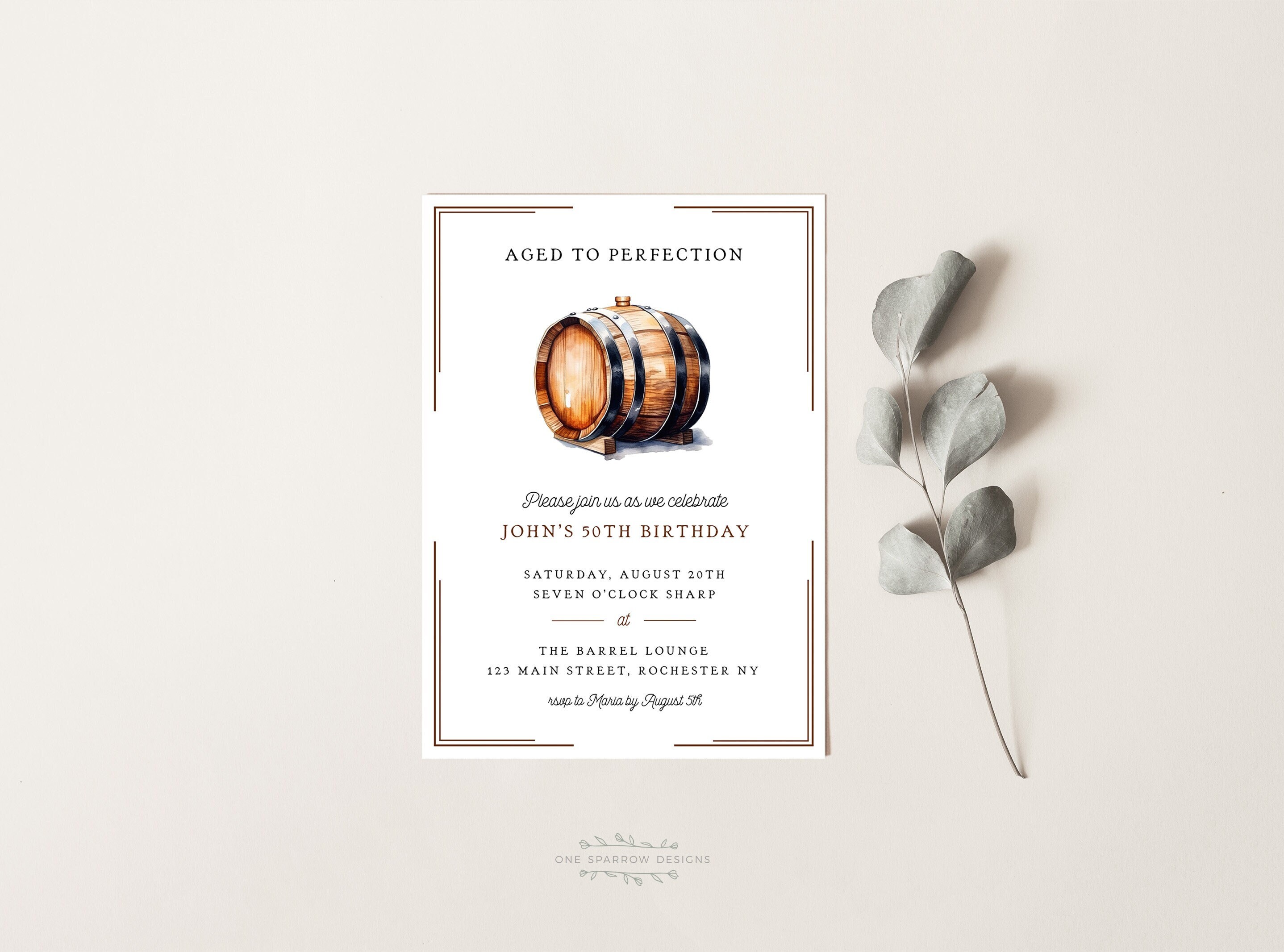 Aged to Perfection Adult Birthday Invitation, Barrel, Whiskey, Bourbon ...