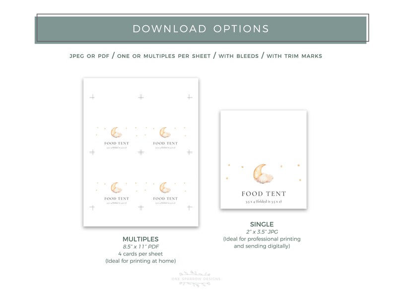 We’re Over the Moon Food Tent, Place Card, Baby Shower, Gender Neutral ...