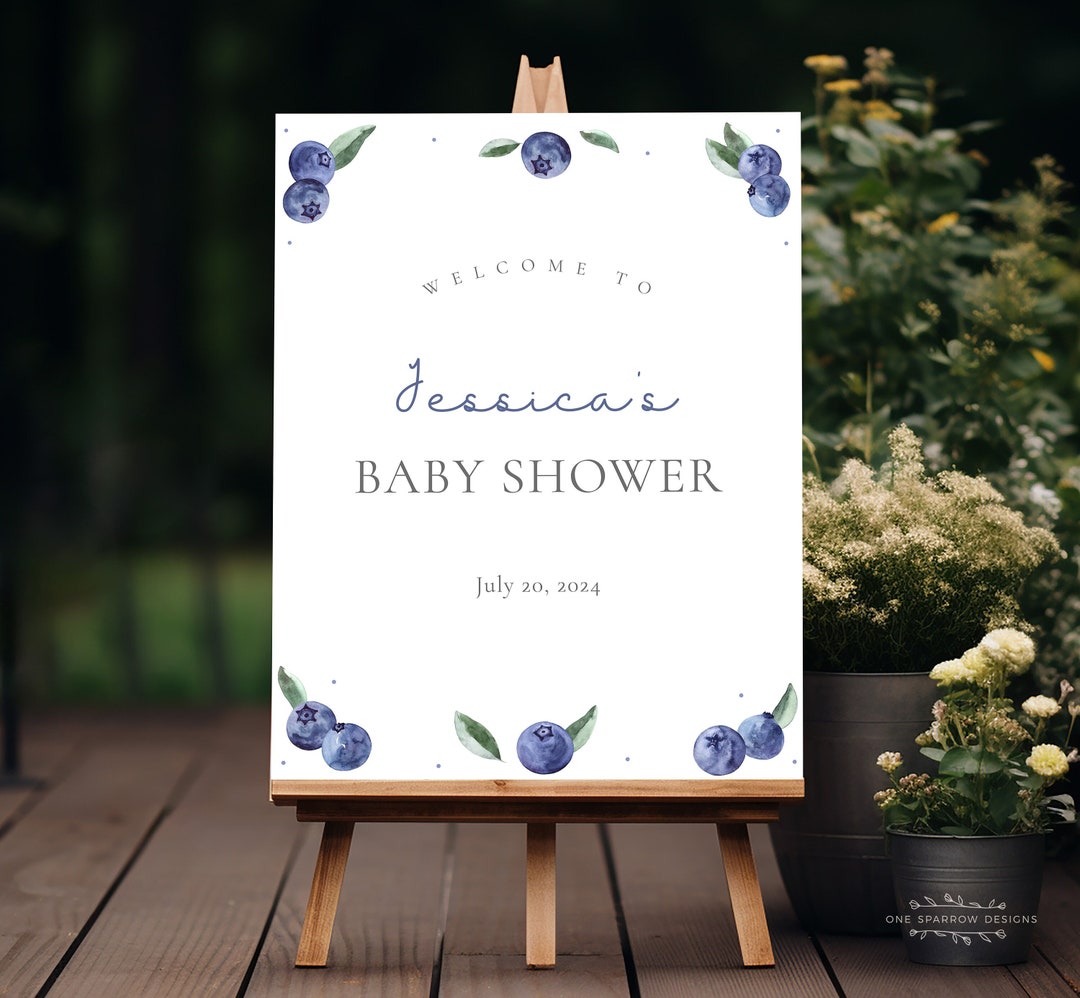 Blueberry Welcome Sign, Baby Shower, Berry Sweet, Birthday, Editable ...