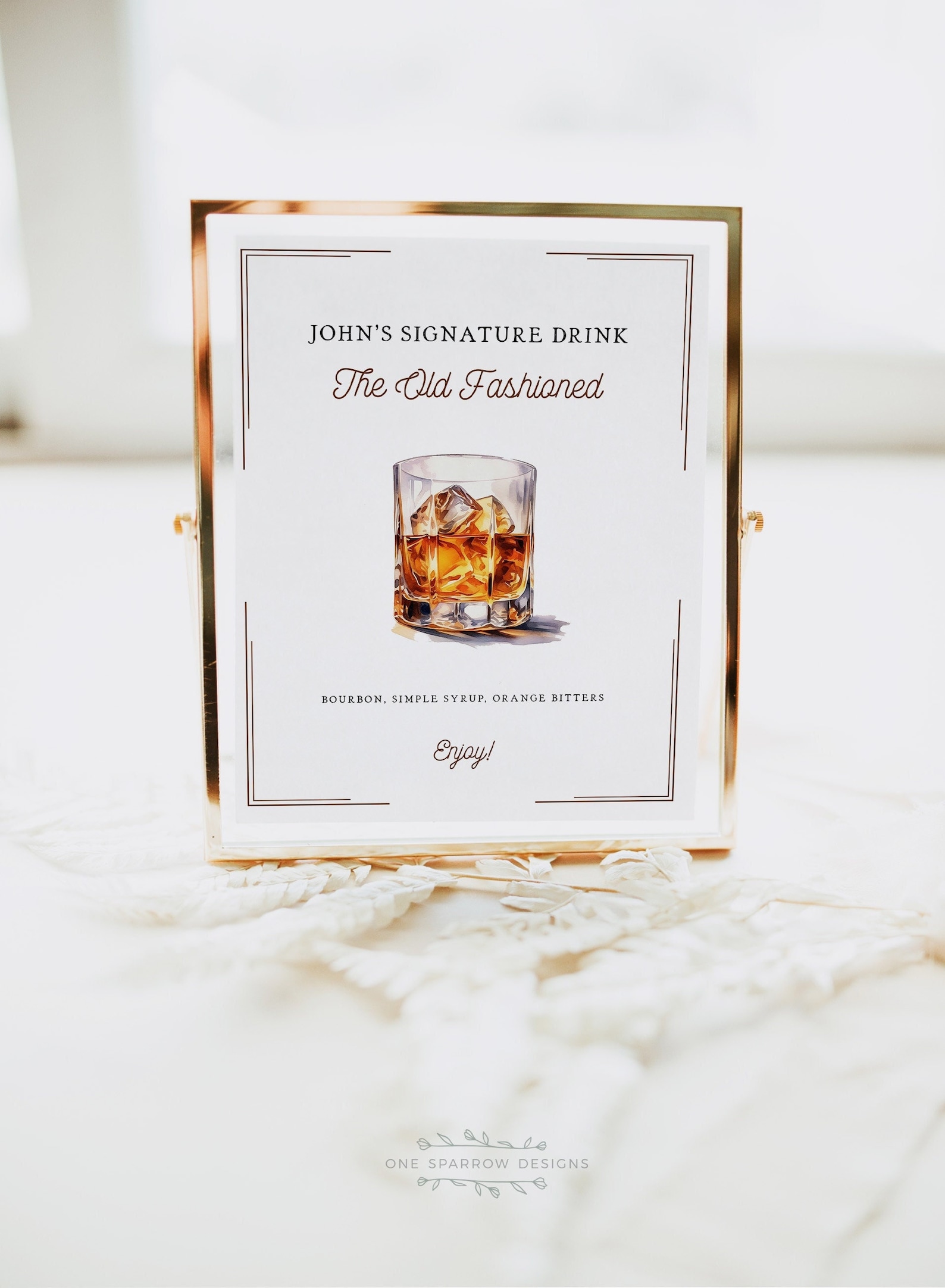 Old Fashioned Party Drink Sign 8x10, Signature, Favorites, Whiskey ...