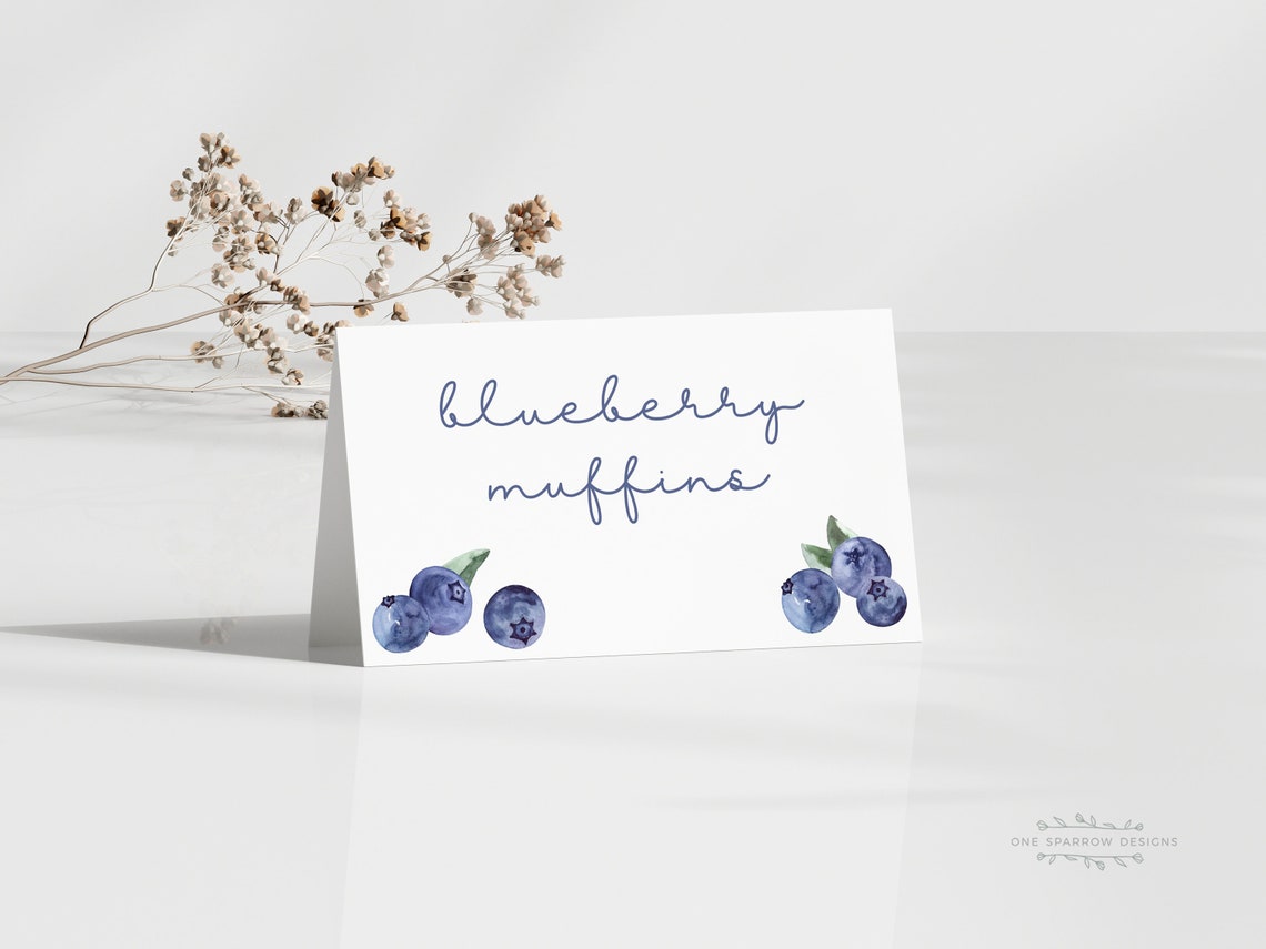 Blueberry Food Tent, Place Card, Baby Shower, Berry Sweet Birthday ...