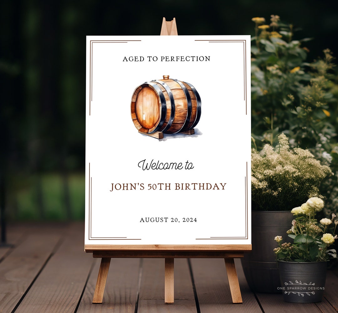 Aged to Perfection Party Welcome Sign, 8x10, 11x14, 16x20, Birthday ...