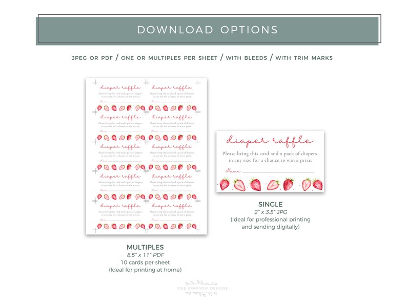 Berry Sweet Baby Shower Diaper Raffle Strawberry Editable - Etsy