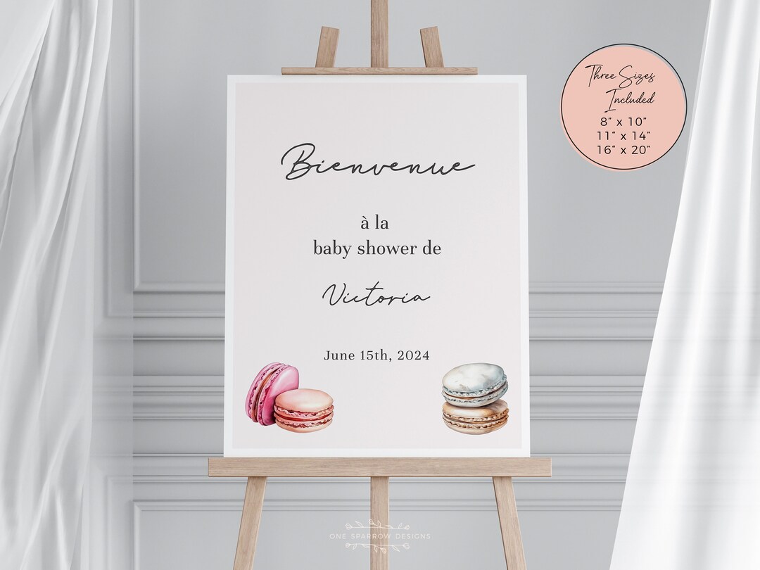 Macaron Baby Shower Bridal Shower Welcome Sign, French, Parisian ...