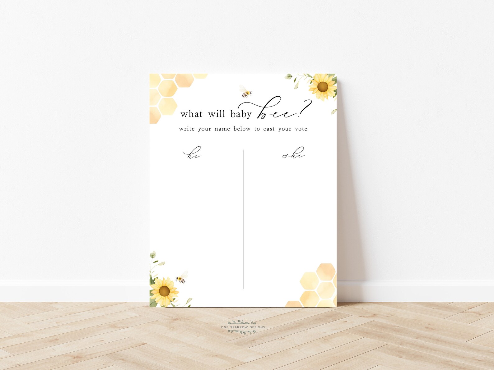 Honey Bee Vote Board Gender Reveal, He or She, Baby, Editable Printable ...