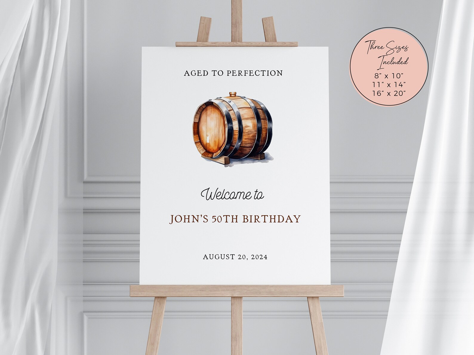 Aged to Perfection Party Welcome Sign, 8x10, 11x14, 16x20, Birthday ...