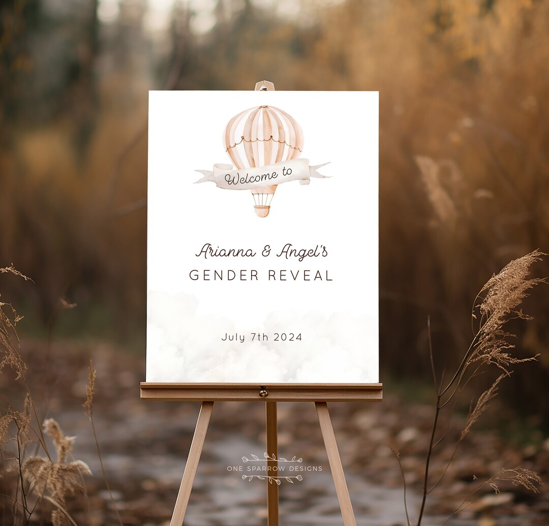 Up in the Air Gender Reveal Welcome Signs, 8x10, 11x14, 16x20, Hot Air ...