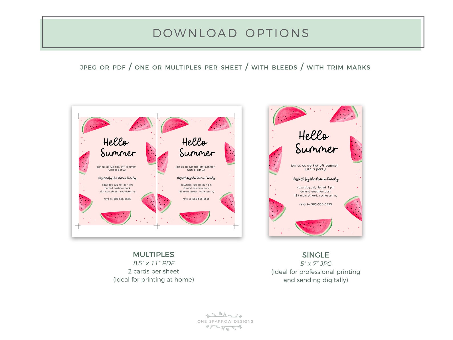 Hello Summer Editable Party Invitation Watermelon Printable - Etsy