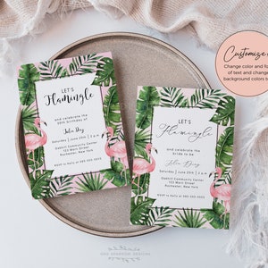 Let's Flamingle Editable Customizable Party Invitation, Birthday ...