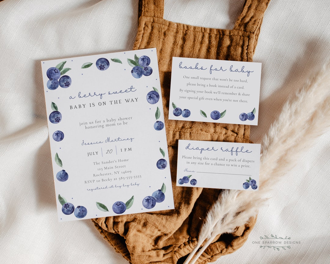 Berry Sweet Baby Blueberry Invitation Set Bundle With Books for Baby ...