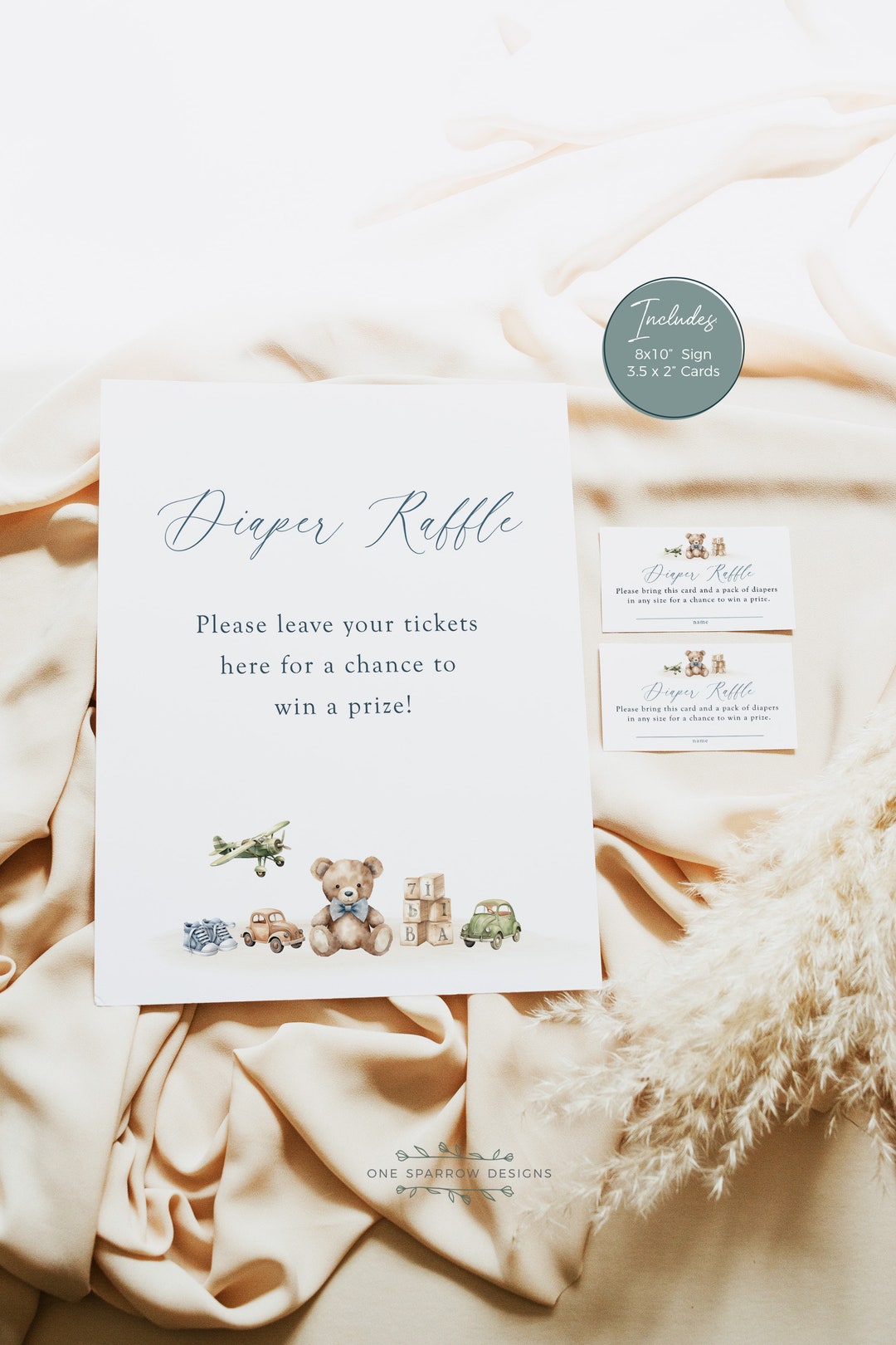 Oh Boy Diaper Raffle Sign 8x10 and Ticket Set, Baby Shower, Editable ...